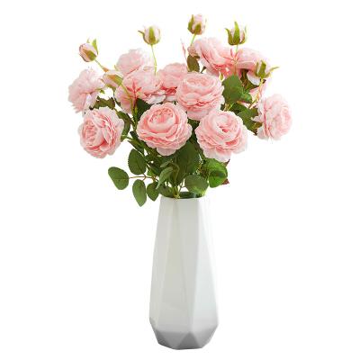 China Light Pink Artificial Peony Flowers Bulk Silk Flowers Lifelike for sale