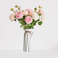 China Light Pink Artificial Peony Flowers Bulk Silk Flowers Lifelike for sale