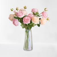 China Light Pink Artificial Peony Flowers Bulk Silk Flowers Lifelike for sale
