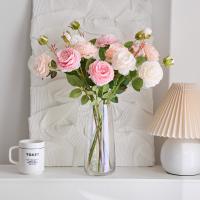 China Light Pink Artificial Peony Flowers Bulk Silk Flowers Lifelike for sale