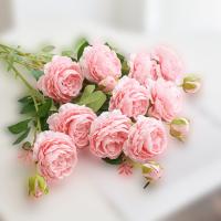 China Light Pink Artificial Peony Flowers Bulk Silk Flowers Lifelike for sale