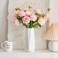 China Light Pink Artificial Peony Flowers Bulk Silk Flowers Lifelike for sale