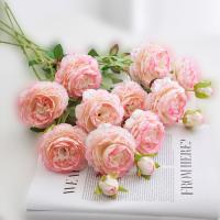 China Light Pink Artificial Peony Flowers Bulk Silk Flowers Lifelike for sale