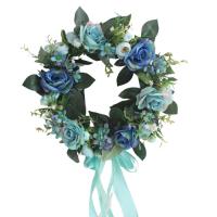 China Spring Rose Artificial Fake Flower Wreath Wall Hanging Weatherproof for sale