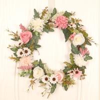 China Spring Artificial Rose Hydrangea Silk Flower Wreaths Decoration for sale