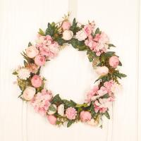China Spring Artificial Rose Hydrangea Silk Flower Wreaths Decoration for sale