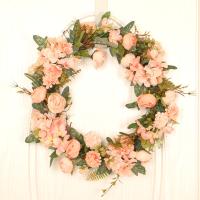 China Spring Artificial Rose Hydrangea Silk Flower Wreaths Decoration for sale