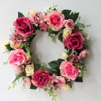 China Birch Silk Faux Floral Wreath Pendant 30CM For Funerals Door Hanging for sale