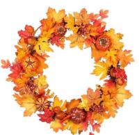 China Natural Autumn Fake Flower Wreath Maple Hydrangea Sunflower for sale