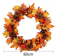 China Natural Autumn Fake Flower Wreath Maple Hydrangea Sunflower for sale