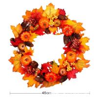 China Natural Autumn Fake Flower Wreath Maple Hydrangea Sunflower for sale