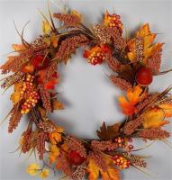 China Natural Autumn Fake Flower Wreath Maple Hydrangea Sunflower for sale