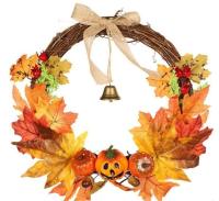 China Halloween Forest Pumpkin Fake Flower Wreath For Cemetery Artificial for sale