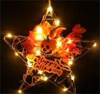 China Halloween Forest Pumpkin Fake Flower Wreath For Cemetery Artificial for sale