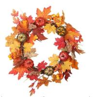 China Halloween Forest Pumpkin Fake Flower Wreath For Cemetery Artificial for sale