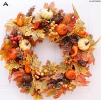 China Halloween Forest Pumpkin Fake Flower Wreath For Cemetery Artificial for sale