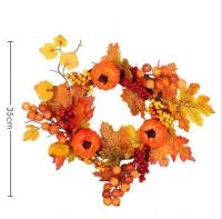 China Maple Leaf Silk Floral Faux Flower Wreath Simulation Garland Weatherproof for sale