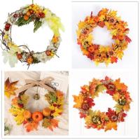China Maple Leaf Silk Floral Faux Flower Wreath Simulation Garland Weatherproof for sale
