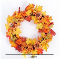 China Maple Leaf Silk Floral Faux Flower Wreath Simulation Garland Weatherproof for sale