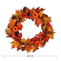 China Maple Leaf Silk Floral Faux Flower Wreath Simulation Garland Weatherproof for sale