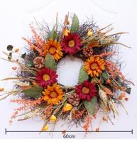 China Maple Leaf Silk Floral Faux Flower Wreath Simulation Garland Weatherproof for sale