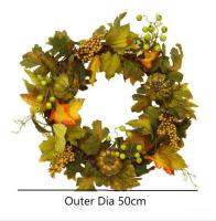 China Maple Leaf Silk Floral Faux Flower Wreath Simulation Garland Weatherproof for sale