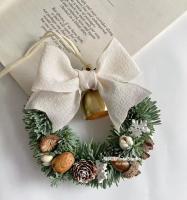 China 10cm Mini Silk Fake Flower Wreath Garland Christmas Decoration Window Pendant for sale