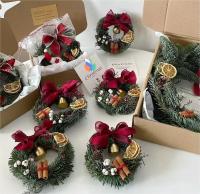 China 10cm Mini Silk Fake Flower Wreath Garland Christmas Decoration Window Pendant for sale
