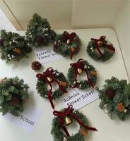 China 10cm Mini Silk Fake Flower Wreath Garland Christmas Decoration Window Pendant for sale