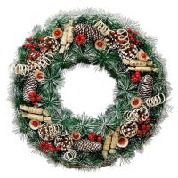 China Outdoor Silk Fake Flower Wreath With Lights 20cm 30cm For Christmas for sale