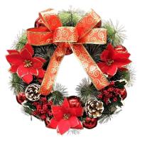 China Outdoor Silk Fake Flower Wreath With Lights 20cm 30cm For Christmas for sale