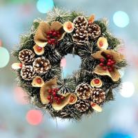 China Outdoor Silk Fake Flower Wreath With Lights 20cm 30cm For Christmas for sale