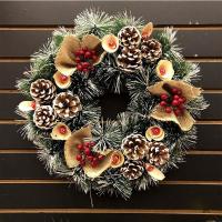 China Outdoor Silk Fake Flower Wreath With Lights 20cm 30cm For Christmas for sale