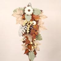 China ODM Large Artificial Wreaths Christmas Faux Peony Wreath Maple Leaves Garlic for sale