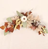 China ODM Large Artificial Wreaths Christmas Faux Peony Wreath Maple Leaves Garlic for sale