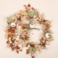 China ODM Large Artificial Wreaths Christmas Faux Peony Wreath Maple Leaves Garlic for sale