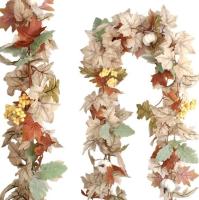 China ODM Large Artificial Wreaths Christmas Faux Peony Wreath Maple Leaves Garlic for sale
