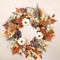 China ODM Large Artificial Wreaths Christmas Faux Peony Wreath Maple Leaves Garlic for sale