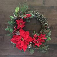 China ODM 30cm Fake Flower Wreath Large Artificial Wreaths Christmas Xmas for sale