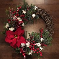 China ODM 30cm Fake Flower Wreath Large Artificial Wreaths Christmas Xmas for sale
