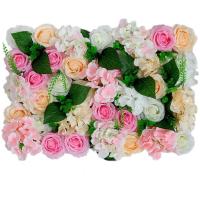 China Picturesque Silk Rose Artificial Flower Grid Panels Wall Red Purple Blue Orange White for sale