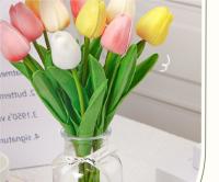 China 34cm Artificial Plastic Flowers Faux Tulip Arrangement 6 colors for sale