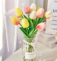 China 34cm Artificial Plastic Flowers Faux Tulip Arrangement 6 colors for sale