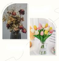 China 34cm Artificial Plastic Flowers Faux Tulip Arrangement 6 colors for sale