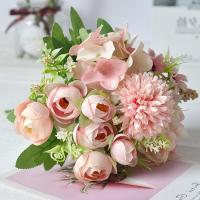 China Plastic Faux Real Touch Hydrangea Stems Bouquet Roses Ornaments for sale