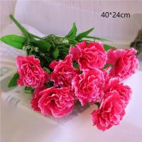 China Tabletop Red Artificial Carnations flowers Bouquet Living Room Decoration for sale