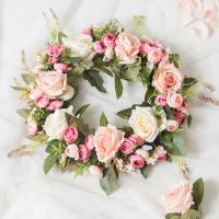 China ODM Artificial Bridal Bouquet Rose And Eucalyptus Wreath for sale