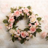 China ODM Artificial Bridal Bouquet Rose And Eucalyptus Wreath for sale