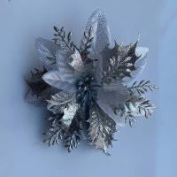 China Christmas Artificial Fake Flower Bouquet Glitter Poinsettia For Xmas Decor for sale