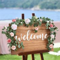 China Plastic Fake Wedding Flowers Rose Eucalyptus Vines Bulk for sale